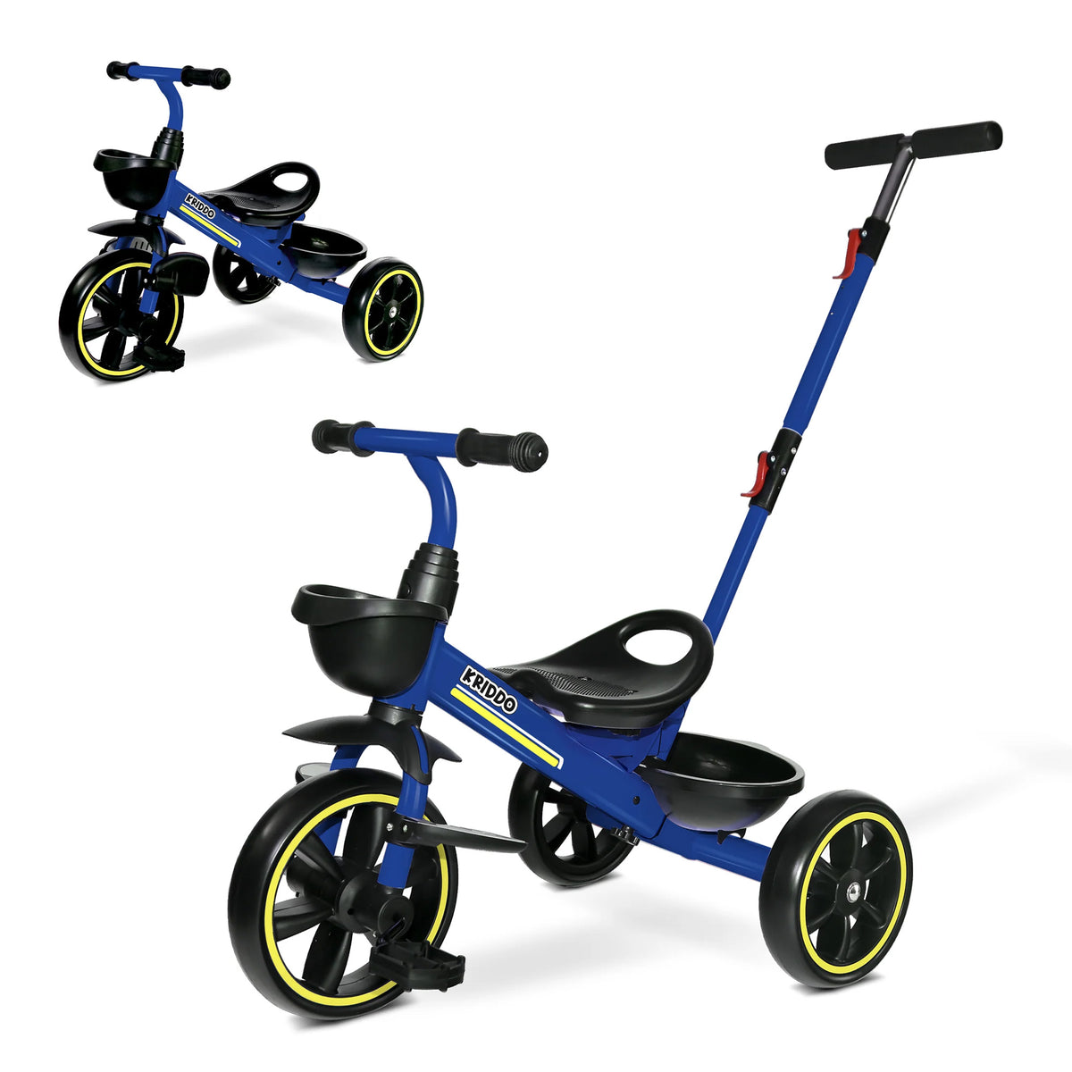 Navi-Go Kids Tricycle Blue | KRIDDO Safe & Stylish Push Tricycle